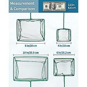Pawfly 8 Inch Aquarium Fish Net with Braided Metal Handle Square Net with Soft Fine Mesh Sludge Food Residue Wastes Skimming Cleaning Net for Fish Tanks Small Koi Ponds and Pools
