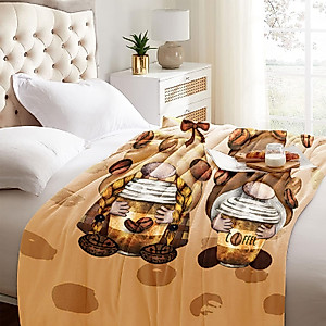 Laridaorio Coffee Gnome Blanket, Gnome Gifts for Women, Girls, Kids, Adults, Soft Fleece Throw Blanket, Gift for Gnome Lovers, Coffee Gnome Decor Blanket for Couch Sofa Bed, Travel Blanket, 50x60 Inch