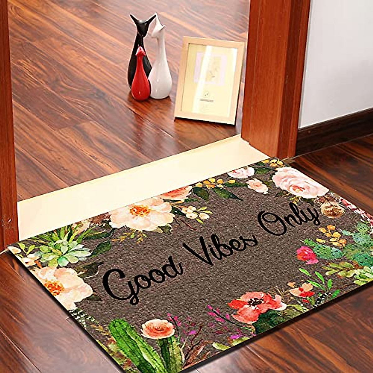 Funny Doormat Custom Indoor Doormat -Good Vibes Only Doormat Bath Mat Welcome Mat Funny Front Door Mats Home and Office Decorative Entry Rug Garden/Kitchen/Bedroom Mat Non-Slip Rubber 23.6 x15.7 Inch