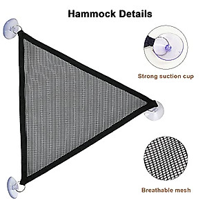 Lucky Interests 6 pcs Reptile Hammock Lounger, Lizard Hammock with Strong Suction Cup Triangle Bearded Dragon Lounger for Iguanas Geckos Lizards Anoles Snakes with 6 Reptile Food Bowl (Green, Black)