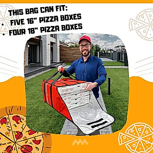 FSE Insulated Pizza Food Delivery Bag Carrier, 18 Inch x 18 Inch x 13 Inch (Touch Velcro Closure)
