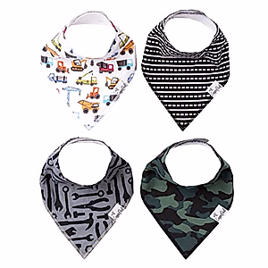 Copper Pearl Baby Bandana Drool Bibs for Drooling and Teething 4 Pack Gift Set Diesel, Soft Set of Cloth Bandana Bibs for Any Baby Girl or Boy, Cute Registry Ideas for Baby Shower Gifts