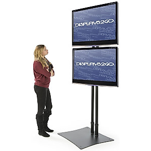 Displays2go DSTAND2BK Heavy Duty TV Stand for Dual HDTV Mounts, 32-70 Inch, Stationary