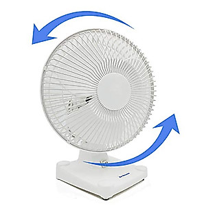 Uninex EK800FNSKU Patented Oval Oscillating Up and Down Table Fan, 2-Speed, Compact, ETL Listed, 8-Inch, No Logo, White