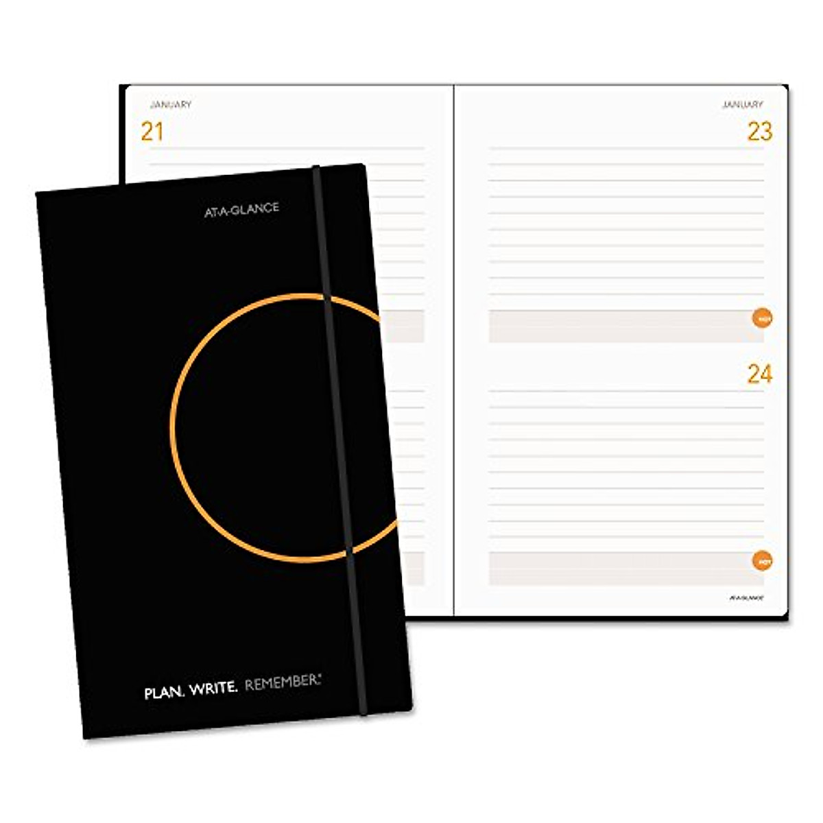 AT-A-GLANCE PLAN.WRITE.REMEMBER. 80612105 Planning Notebook Two Days Per Page, 5 1/8 x 8 1/4, Black