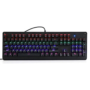 Mechanical Keyboard, E-YOOSO K600 LED Rainbow Backlit Mechanical Gaming Keyboard 104 Key Gamers Keyboard PC Computer USB Wired Gaming Keyboard Brown Switches (Black)
