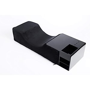 Eyelash Extension Neck Pillow With Acrylic Shelf Organizer Stand, Velvet Warm Lash Extension Grafting Pillow Makeup Tool Display Cabinet Shelves - Black Shelf + Black Pillow(Velvet Pillowcase Updated)