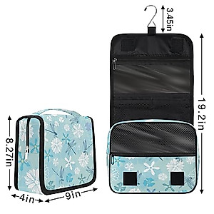 POFATO Dragonfly Flower Travel Toiletry Bag Cosmetic Makeup Bag for Women Men Hanging Hook Wash Toiletries Portable Toiletry Bags Organizer