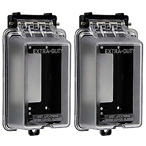 ENERLITES Outdoor Outlet Cover Extra-Duty in-Use Weatherproof Outdoor Decorator/GFCI Receptacle Outlets, Weatherproof Enclosure, 1-Gang 6.1” H x 3.4” W x 2.8” D, Clear Cover, IUC1V-D-2PCS, 2 Count