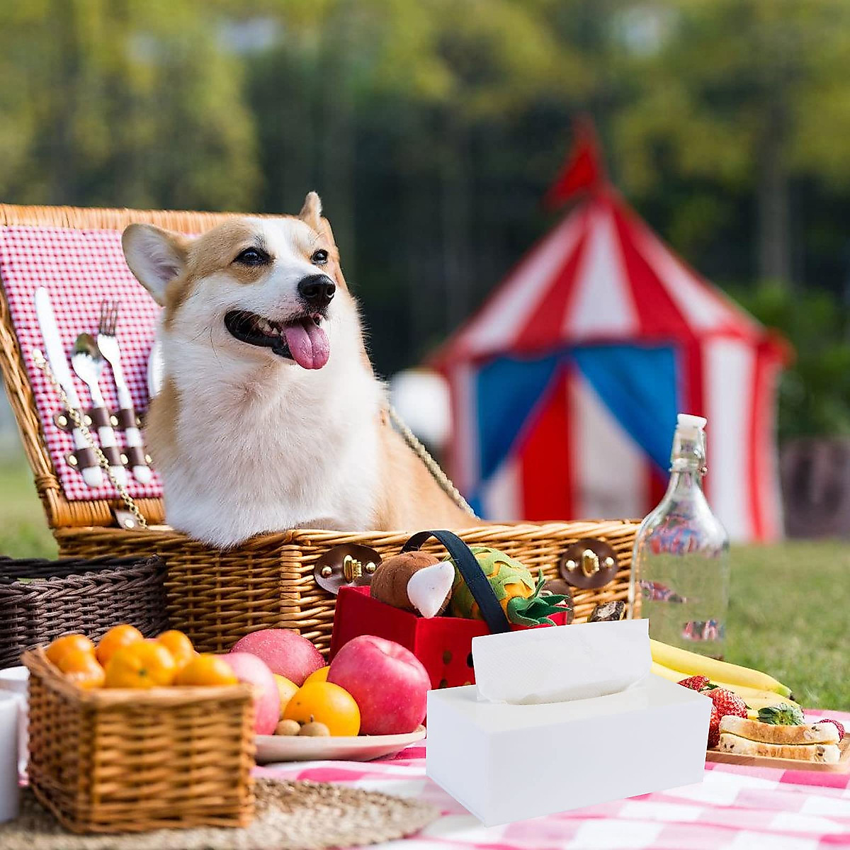 Acrylic Tissue Box Cover Rectangle, PITBVO White Tissue Box Holder, Facial Napkin Dispenser for Bathroom Kitchen Bedroom Office Hotel Use Shiny White