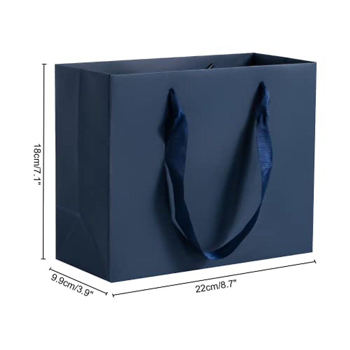 Dasofine 25pcs Navy Gift Bags, Small Gift Bags 8.7" x 3.9" x 7.1", Thick Kraft Paper Favor Bags, Navy Blue Gift Bags with Handles for Party, Wedding, Baby Shower