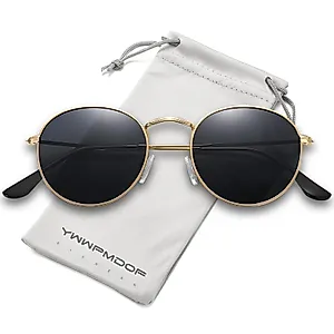 YWWPMDOF Round Sunglasses Women Men - Trendy Small Circle Polarized Sun Glasses UV Protection