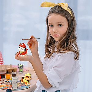 Gift Boutique Paint Your Own Paw Patrol Figurines, Paintable Art Craft Set for Kids Includes Decorating Paw Figures Marshall Rubble Chase and Rocky, 8 Pots of Paint, Paint Brush and Bookmark