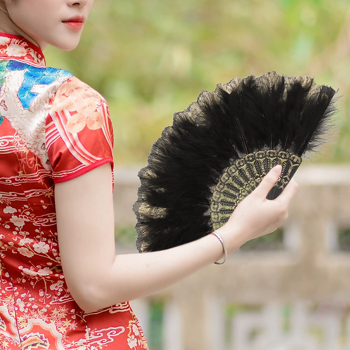 Zerodeko Fan Chinese Folding Hand Fan Flapper Fan Lace Hand Fan Lace Folding Fans Vintage Folding Fans Bridemaids Fan Photo Prop Girl Plastic Court Fan Chinese Style