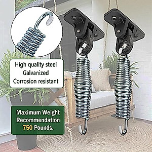 Xiaoyudou Porch Swing Hanging Kit - 750lbs Chrome Springs for Porch Swing, Hanging Chairs, Hammocks and Hammock Chairs (2 Pack)