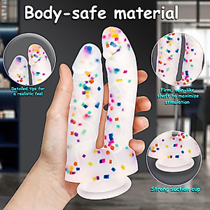 Realistic Double-Ended Dildo G-Spot Stimulation - 7 Inch Silicone Flexible Dildo with Flared Suction Cup for Hands-Free Play, with Curved Shaft for Vaginal Anal Orgasmic Adult Sex Toys for Women Men