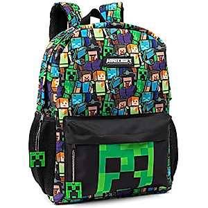 Minecraft All Over Print Kids Black Backpack Boys School Rucksack (One Size)