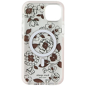 Kate Spade New York Defensive Hardshell Case Compatible with MagSafe for Apple iPhone 14 Plus - Gold Floral [KSIPH-240-GFL]