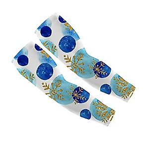 Women UV Sun Protection Arm Sleeves 1 Pair, Sun-protective Cooling Sleeves Snowflake Watercolor Doodle, Arm Cover Shield for Men Cycling Golf Hiking Running Outdoor Sports 2XL