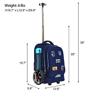 UNIKER Rolling Laptop Bag for 14 Inch Laptop,19 Inch Roller Bookbag, Roller Travel Bag,Wheeled Bookbag High School,Trolley School Bag, Schoolbag with Wheels Stickers