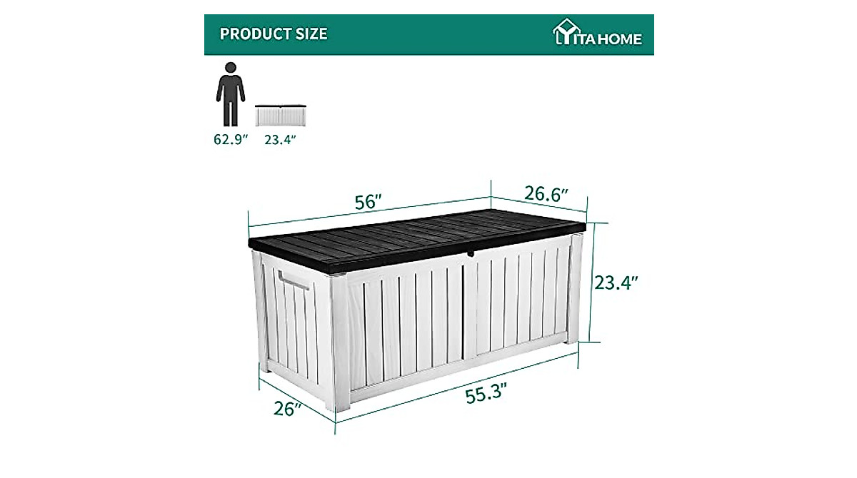 YITAHOME 120-Gallon Waterproof Deck Box for Outdoor Storage