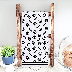 Home is Where The Doodle is Kitchen Dish Towels 18 x 28 Inch Set of 2,Dog Paw Farmhouse Towels Dish Cloth for Cooking Baking