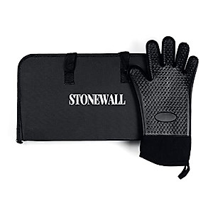 Stonewall Barbecue Grill Tool Set - Stainless Steel - Strong Durable Design - Heat Resistant Glove & Utensils - Thermometer, Meat Injector, Kebabs, & Corn Skewers - Perfect for Smokers & Grills