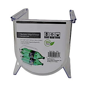 Dependable Industries inc. Essentials Stackabale Fridge & Freezer Safe Soda Bottle Holder Space Saver Pantry, Countertops and Cabinets - Holds 2-Liter Bottles BPA Free (Clear, 1)