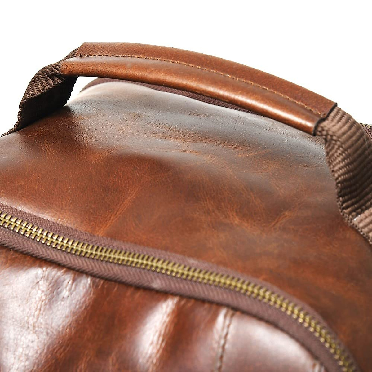 Gratlin Buffalo Leather Backpack for Men 16 Inches | Vintage Leather Backpack Multi Pockets Business Travel Daypack | Full Grain Brown Leather Shoulder Rucksack Knapsack Best for Office