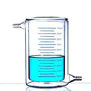 Deschem 1000ml Jacketed Glass Beaker 1 Litre Jacket Flask Lab Glassware