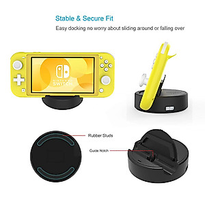 J&TOP Charging Dock for Nintendo Switch Lite, Charging Station with 2 USB Ports Compatible with Wired Controllers