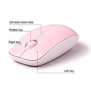 SADES V2020 Pink Wireless Keyboard with Round Keycaps,2.4GHz Dropout-Free Connection,Long Battery Life,Cute Wireless Moues for PC/Laptop/Mac(Pink)