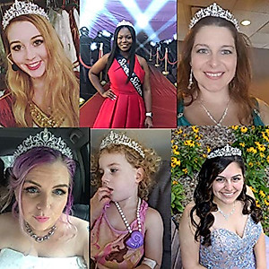 SNOWH Crystal Crowns and Tiaras Princess Wedding Crown Rhinestone Birthday Tiara Pageant Headband Bridal Hair Headpieces for Women and Girls Silver