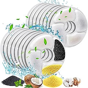 Cat Water Fountain Filters, 5 inch Pet Fountain Filters, Dog Fountain Activated Carbon Filters Replacement, Compatible with Cats and Dogs Automatic Water Dispenser (16Pcs)