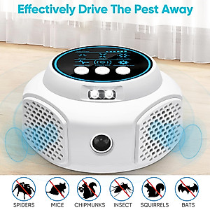 Mouse Repellent Ultrasonic Pest Repeller Mice Repellent Plug-ins, Squirrel Rodent Repellent Indoor Mice Deterrent Rat Bat Control with Ultrasound & LED Strobe Lights for House, Attic, Garage, Barn, RV