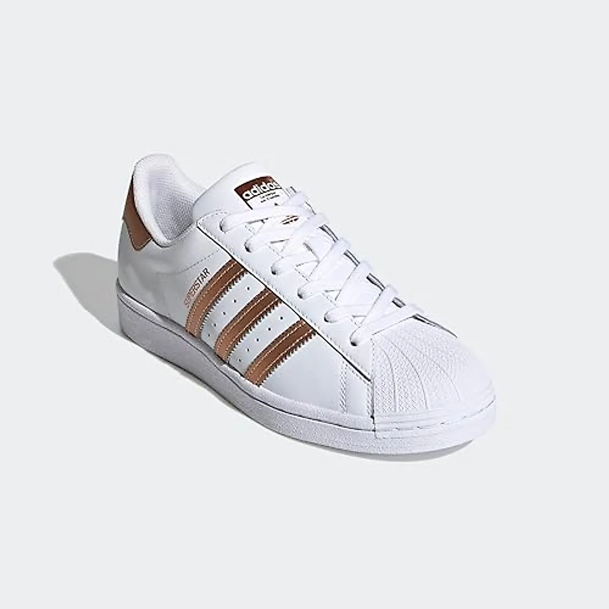 adidas Originals womens Superstar Sneaker, White/Copper Metallic/Black, 7 US