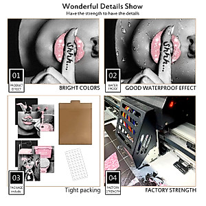 Luodroduo Fashion Wall Art Bathroom Decor Prints Set of 6 Pink Glam Glitter Tissue Canvas Posters Pictures Photos Bathroom Artwork Wall Black and White Modern Women Funny Bathroom (8"x10" UNFRAMED)