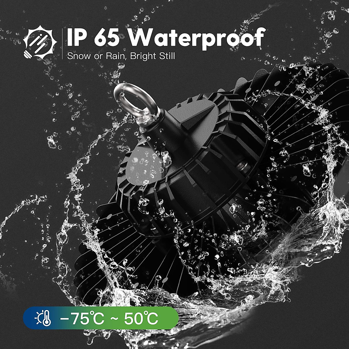 FREELICHT LED High Bay Light, 150W 21000LM Waterproof Commercial Light Fixture with Safety Cable, 1-10V Dimmable UFO High Bay Shop Light for Garage, Warehouse, Workshop