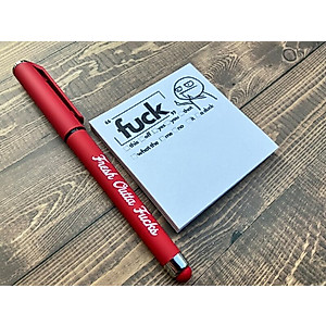 BOSONS Fresh Outta Fucks Pad And Pen, Fun Black Gel Pen With Notepad, Humorous Notepad And Pen Set, Playful Desk Accessories (Red,2pcs)