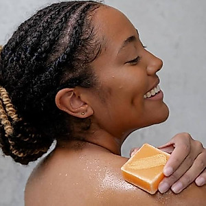 ANIHANA Sugar Scrub Soap Bars 4 Pack with Coconut Oil, Moisturizing, Exfoliating Body Scrub, Refreshing Raspberry Vanilla and Peach Smoothie Scents 3.6 Oz each