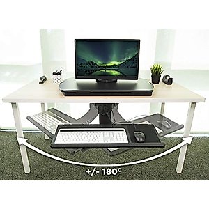 Mount-It! Sit Stand Keyboard Tray, Height Adjustable Under Desk Keyboard and Mouse Drawer, Full Motion Standing Design with 13.4 Inches of Vertical Adjustment, 26.5 in Wide Platform
