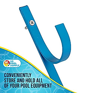 U.S. Pool Supply Set of 2 Blue Aluminum Pool Hangers for Telescopic Poles - Store Poles with Nets, Vacuums, Hoses & Attachments - Organize Swimming Pool Area, Accessory Equipment