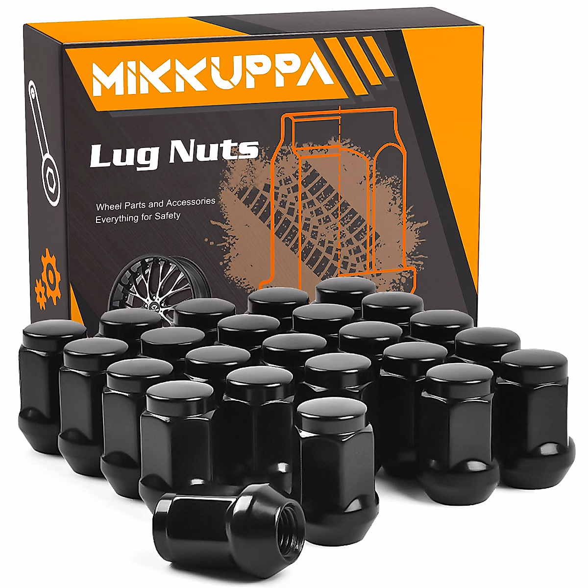 MIKKUPPA 24pcs M12x1.5 Lug Nuts - Replacement for 1984-2022 Toyota 4Runner, 1995-2021 Tacoma, 2000-2006 Tundra Aftermarket Wheel - Black Closed End Lug Nuts