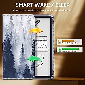 MoKo Case for 10.2“ Amazon Kindle Scribe 2022 Release-1st Generation, Slim PU Shell Leather Cover Case with Auto-Wake/Sleep for Kindle Scribe e-Reader 2022, Gray Forest