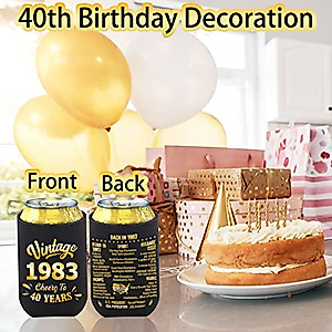 BdayPtion 40th Birthday Decorations for Men Women, 40th Party Decorations, 40 Year Old Bday Party Supplies, Forty Birthday Present, Black and Gold Pack of 12 Can Cooler Sleeves