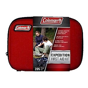 Coleman All Purpose Basic First Aid Kit for Minor Emergencies, a Light, Portable First aid kit with a Soft-Sided case - 205 Piece Red