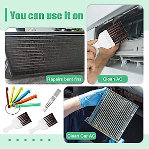 CHENGU 4 Pieces Air Conditioner Fin Cleaner Set 2 Different Fin Comb Condenser Fin Straightener 2 Pieces Coil Cleaning Brush Condenser Fin Comb Stainless Steel Radiator Repair Cleaning Tool Set