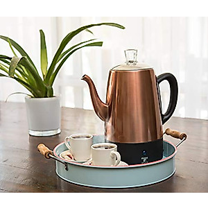 Moss & Stone Electric Coffee Percolator Copper Body with Stainless Steel Lids Coffee Maker | Percolator Electric Pot - 10 Cups, Copper Camping Coffee Pot