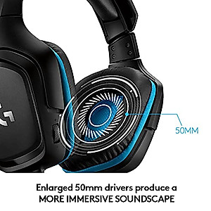 Logitech G432 Wired Gaming Headset, 7.1 Surround Sound, DTS Headphone:X 2.0, Flip-to-Mute Mic, PC (Leatherette) Black/Blue