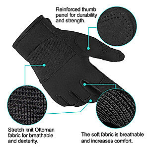 OZERO Work Gloves for Men High Dexterity Touch Screen Working Gloves with Shock-absorbing Non-slip Palm for Tactical Construction Gardening Black Large (2 Pairs Pack)